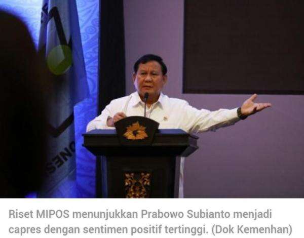 Prabowo Subianto Jadi Capres dengan Sentimen Positif Tertinggi, Ini ...