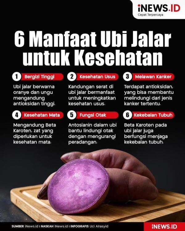 Infografis 6 Manfaat Ubi Jalar untuk Kesehatan | News+ on RCTI+
