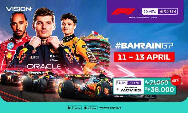 Jadwal dan Link Live Streaming F1 GP Bahrain 2025 di Vision+ | News+ on ...
