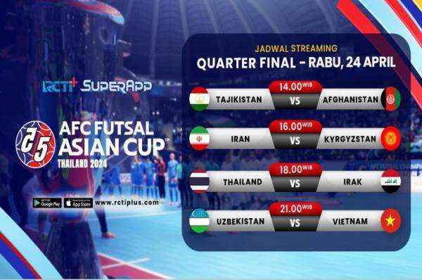 Jadwal 8 Besar AFC Futsal Asian Cup Thailand 2024, Tonton di RCTI+ ...